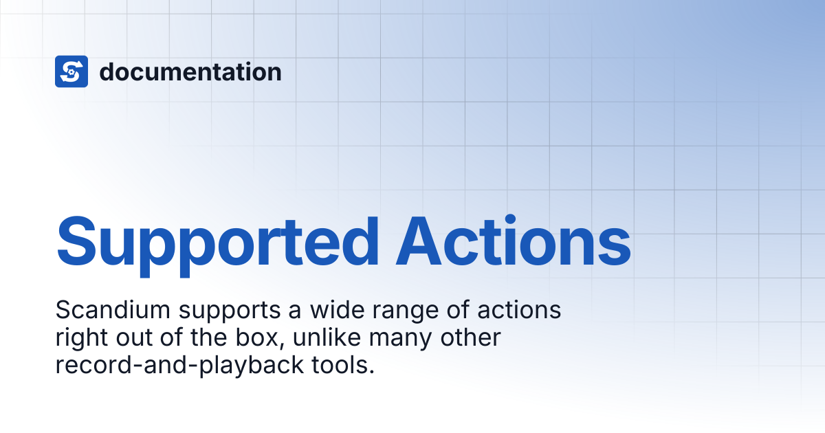 Supported Actions | documentation